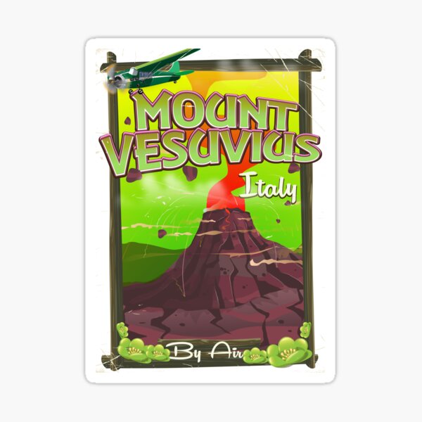 "Mount Vesuvius Italian cartoon volcano poster." Sticker for Sale by ...