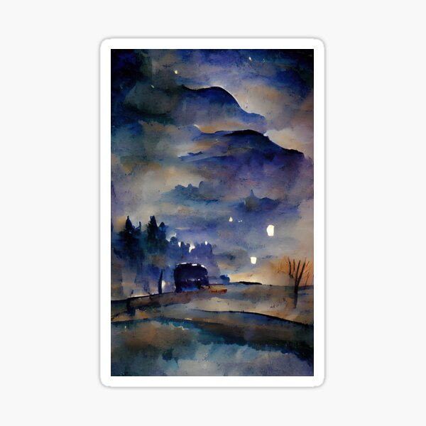 "Midnight Landscape" Sticker by Arkneer | Redbubble