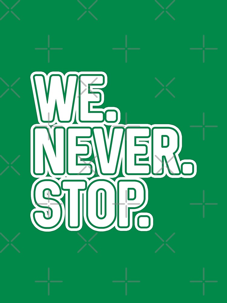 Lámina fotográfica «WE.NEVER.STOP, diseño de texto en capas en blanco y ...