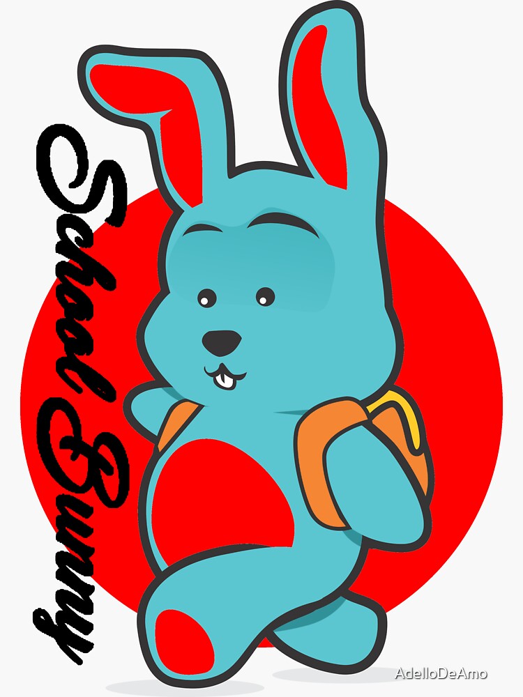 "School Bunny" Sticker for Sale by AdelloDeAmo | Redbubble