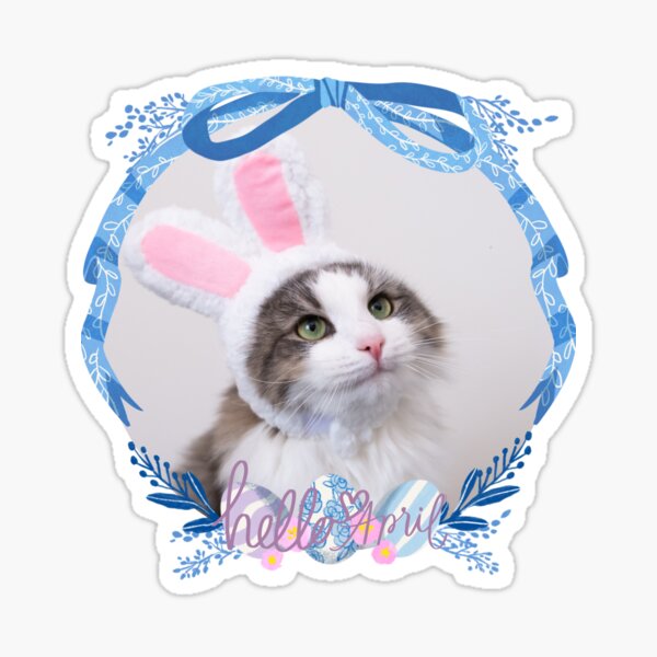 "Hello April ~ Cute Cat With Easter Bunny Ears Design, For April Borns ...