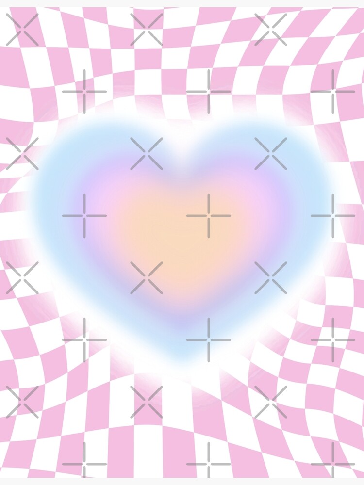 "Graident Heart Checkered Pastel Pattern Aesthetic" Poster for Sale by ...
