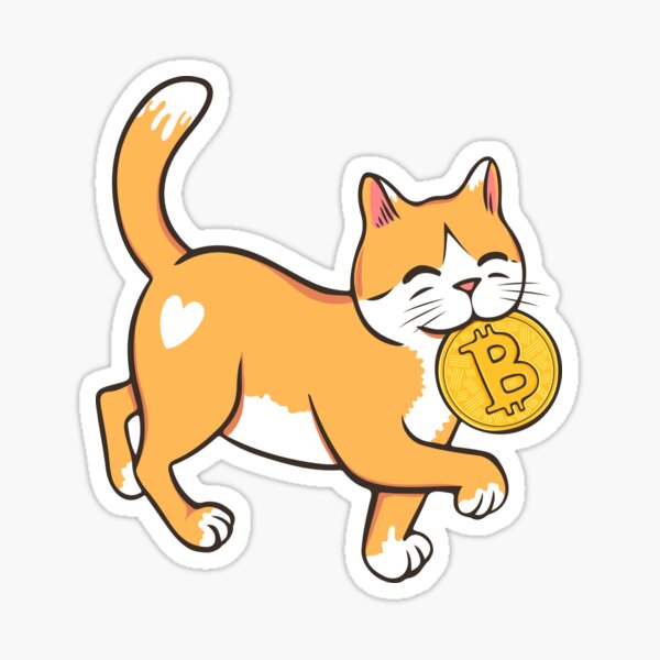 "Funny Crypto Cat With Bitcoin" Sticker for Sale by StassyDraws | Redbubble