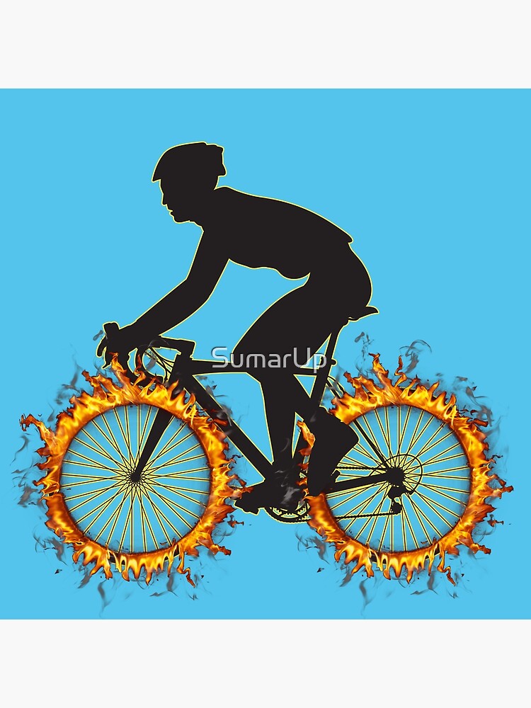 "Fire Wheel Cyclist - Color 01" Poster for Sale by SumarUp | Redbubble