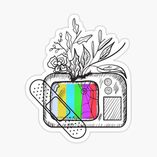 "Bad broken television" Sticker by Mila-Art-Muse | Redbubble
