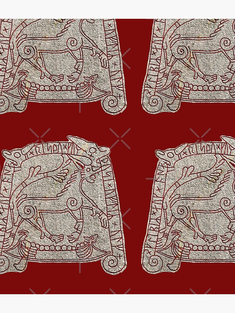 "VIKING RUNESTONE WITH WOLF FENRIR AND VIKING SHIPS OF RAGNAROK ...