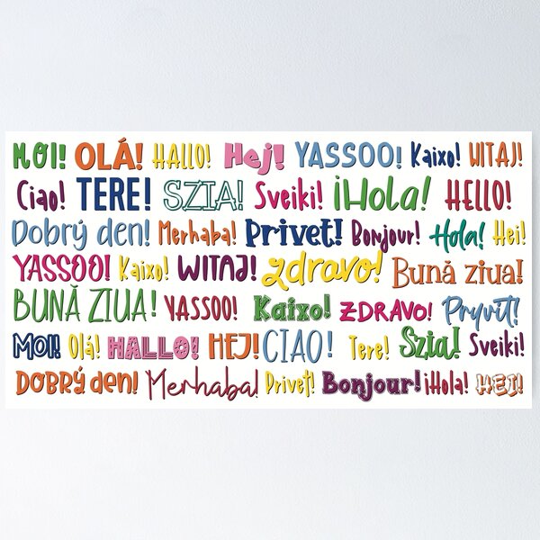 "The word Hello in different languages , text in many colors on white ...