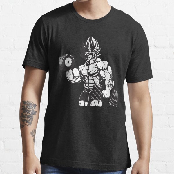 "Goku Bicep Dumbbell Curl- Anime Gym Motivational" T-shirt for Sale by ...