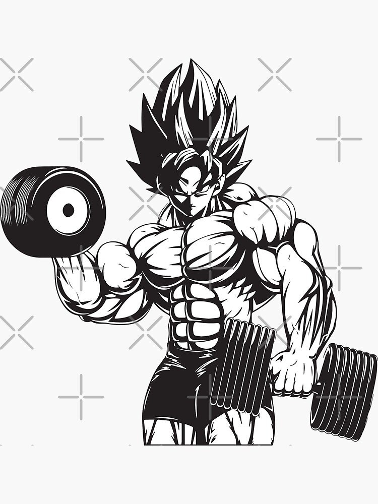 "Goku Bicep Dumbbell Curl- Anime Gym Motivational" Sticker for Sale by ...