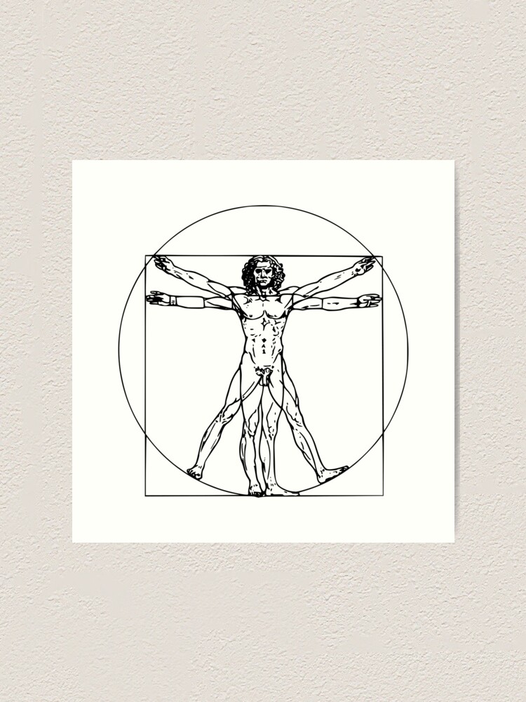 "Leonardo da Vinci inspired Vitruvian man drawing" Art Print for Sale ...