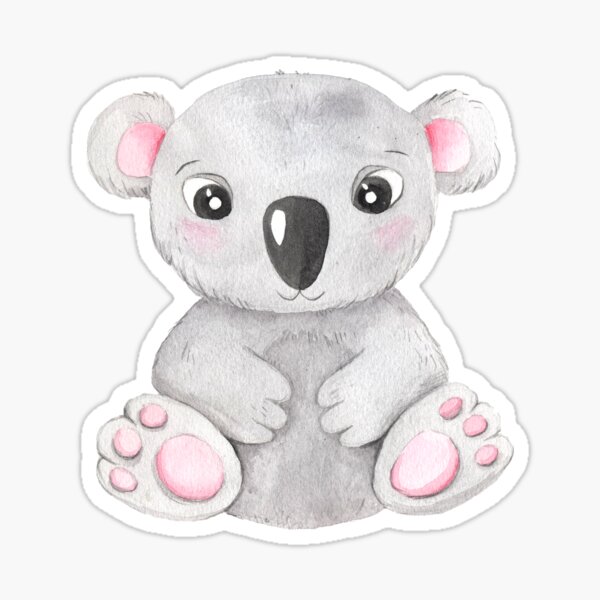 "Funny Cute Koala White Watercolor Tropical Animal Koala " Sticker by ...