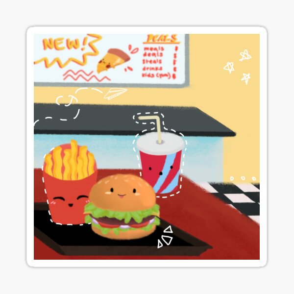 "Fast Food Restaurant Friends" Sticker by stardustvaIIey | Redbubble