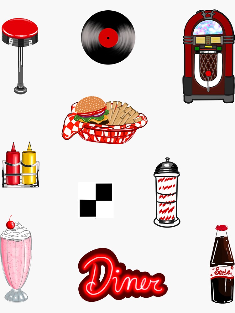 "Retro diner" Sticker for Sale by Emsstickers255 | Redbubble