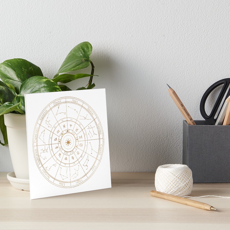 "Gold Zodiac Wheel" Art Board Print by MonkeyBizness | Redbubble
