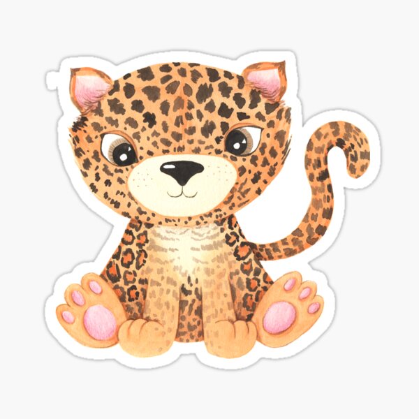 " Funny Cute Leopard Watercolor Tropical Animal Leopard " Sticker by Mr ...