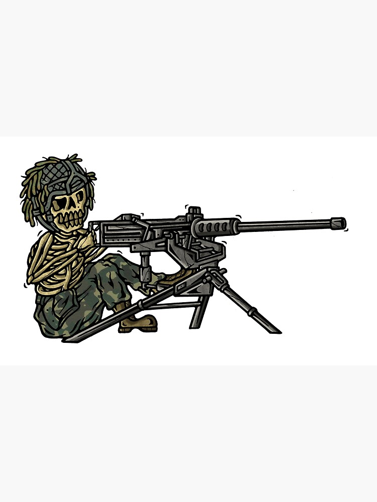 "50 Cal Gunner M2 Browning Skeleton Operator " Sticker by Massimos ...