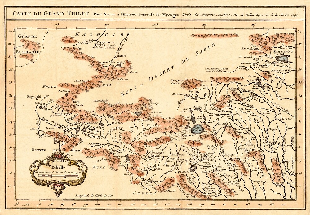 "Map Of Tibet 1749" by mollyfare | Redbubble