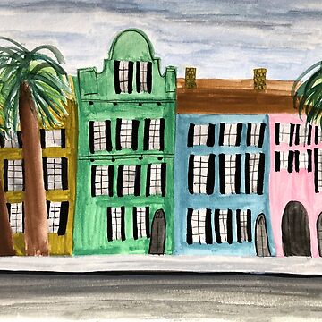 "Charleston Rainbow Row watercolor" Poster for Sale by BissyCollective ...