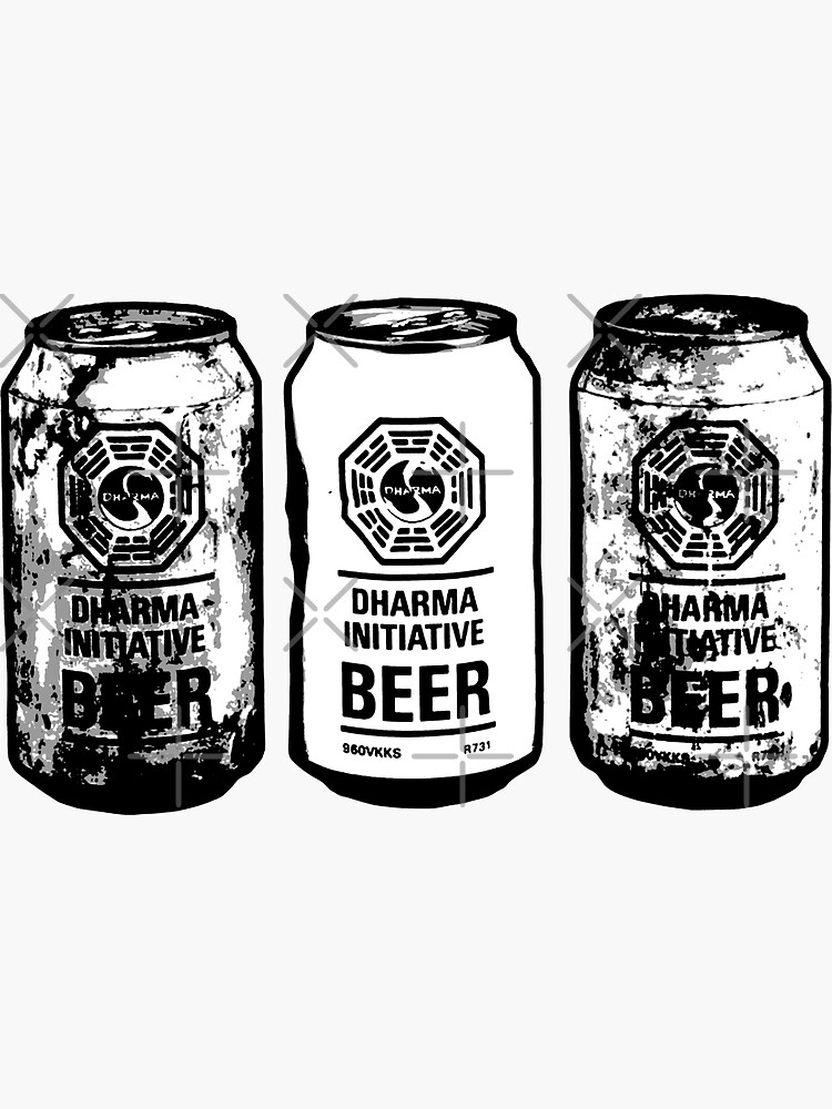 "Dharma initiative beer - Lost fandom" Sticker by PaleAries | Redbubble