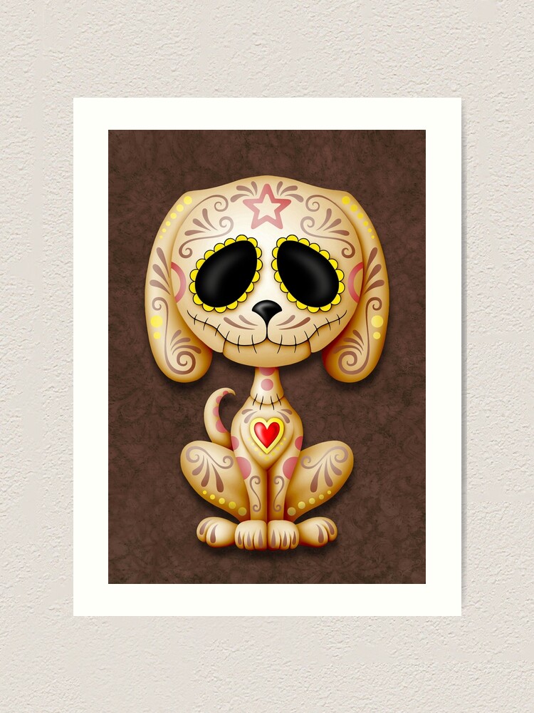 "Brown Zombie Sugar Skull Puppy Dog" Art Print for Sale by JeffBartels ...