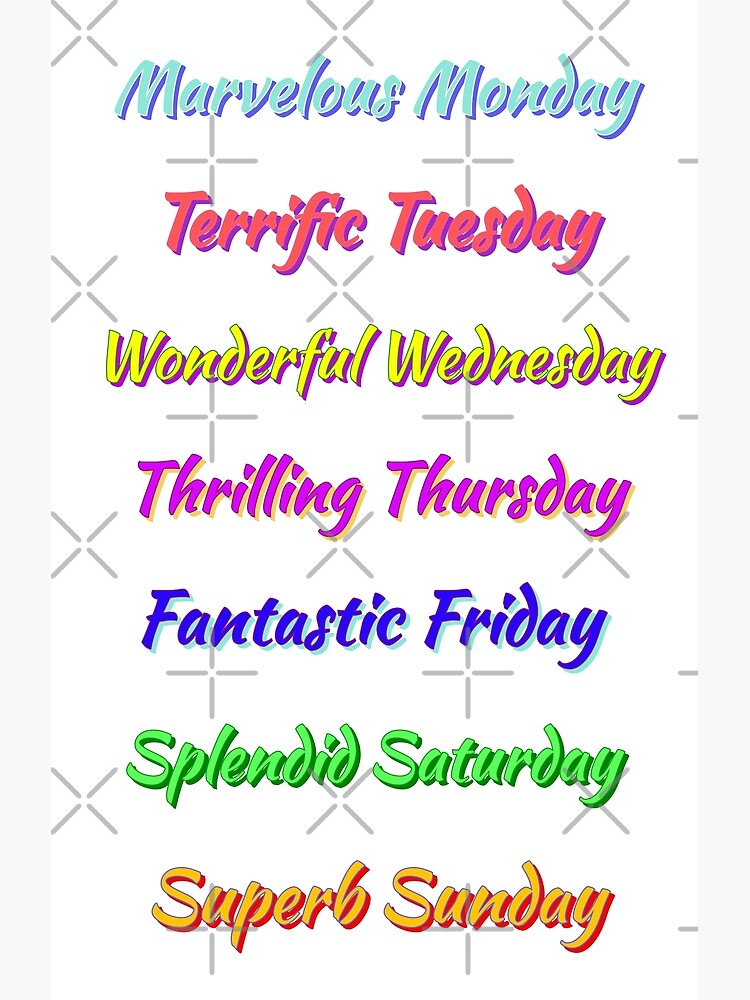 "Colorful Days of the Week. Multicolor Fun, Positive, Uplifting ...