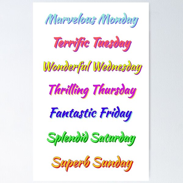 "Colorful Days of the Week. Multicolor Fun, Positive, Uplifting ...