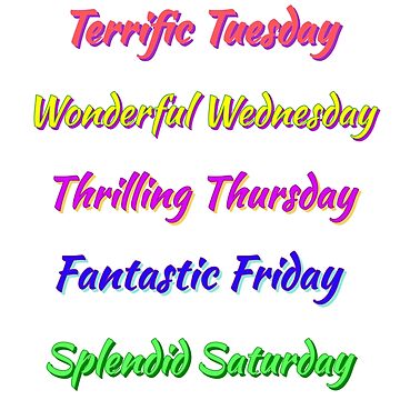 "Colorful Days of the Week. Multicolor Fun, Positive, Uplifting ...