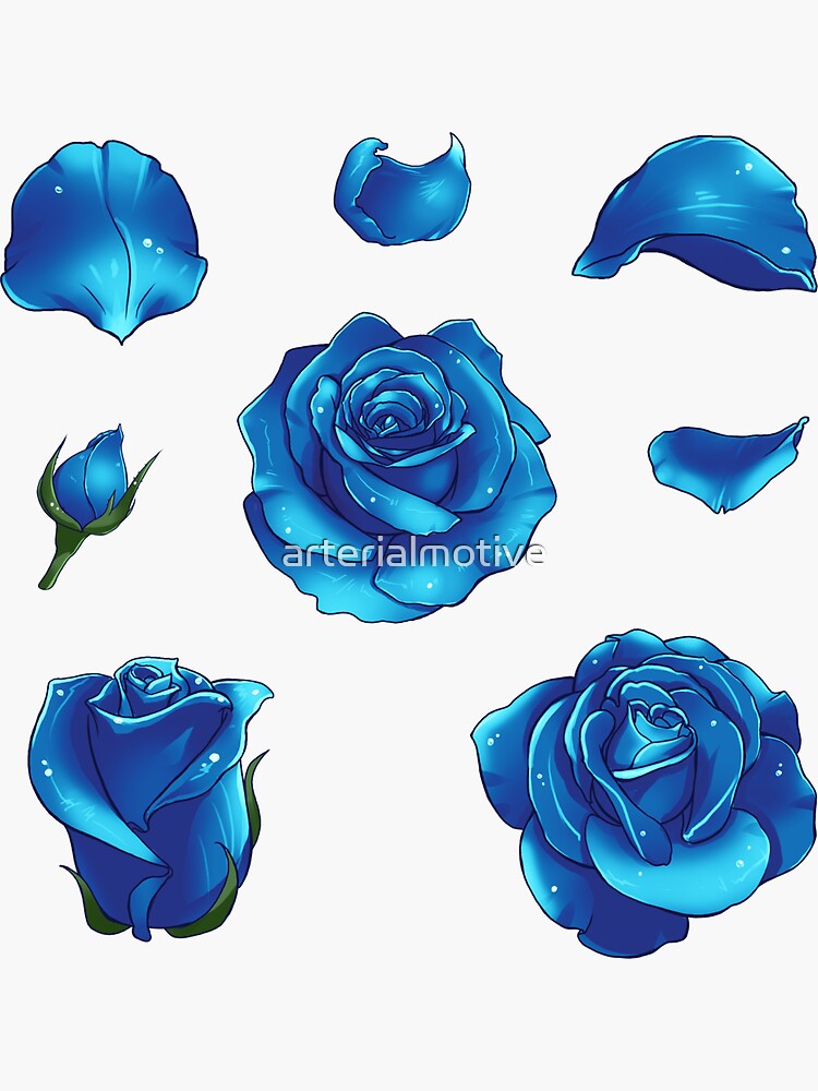 "Blue Rose Petals sticker pack" Sticker by arterialmotive | Redbubble
