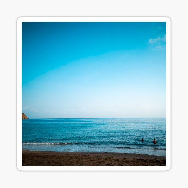 " blue ocean in morning & clear sky " Sticker by anisbbmbrush | Redbubble