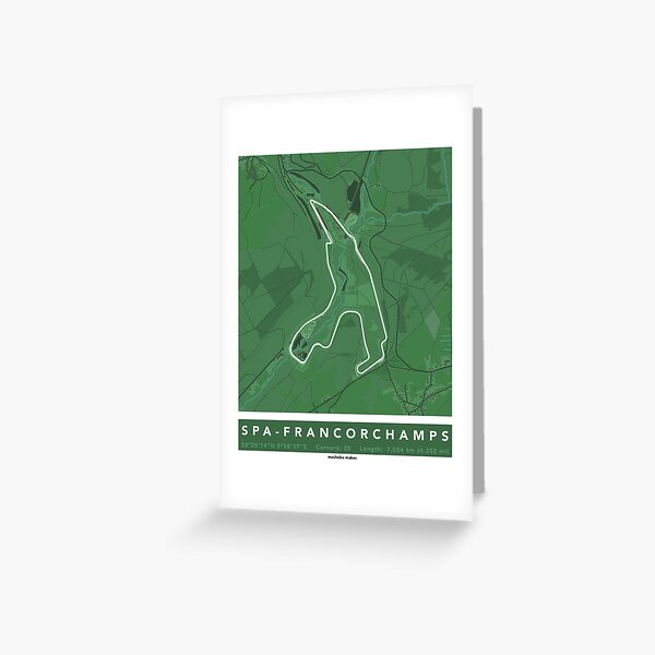 "Spa Francorchamps | Formula 1 Poster | Track Map" Greeting Card by ...