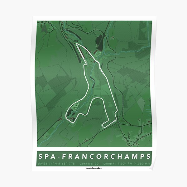 "Spa Francorchamps | Formula 1 Poster | Track Map" Poster for Sale by ...