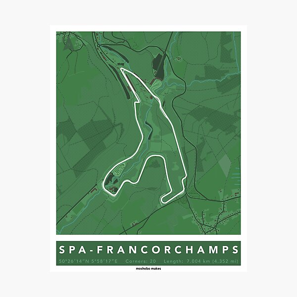 "Spa Francorchamps | Formula 1 Poster | Track Map" Photographic Print ...