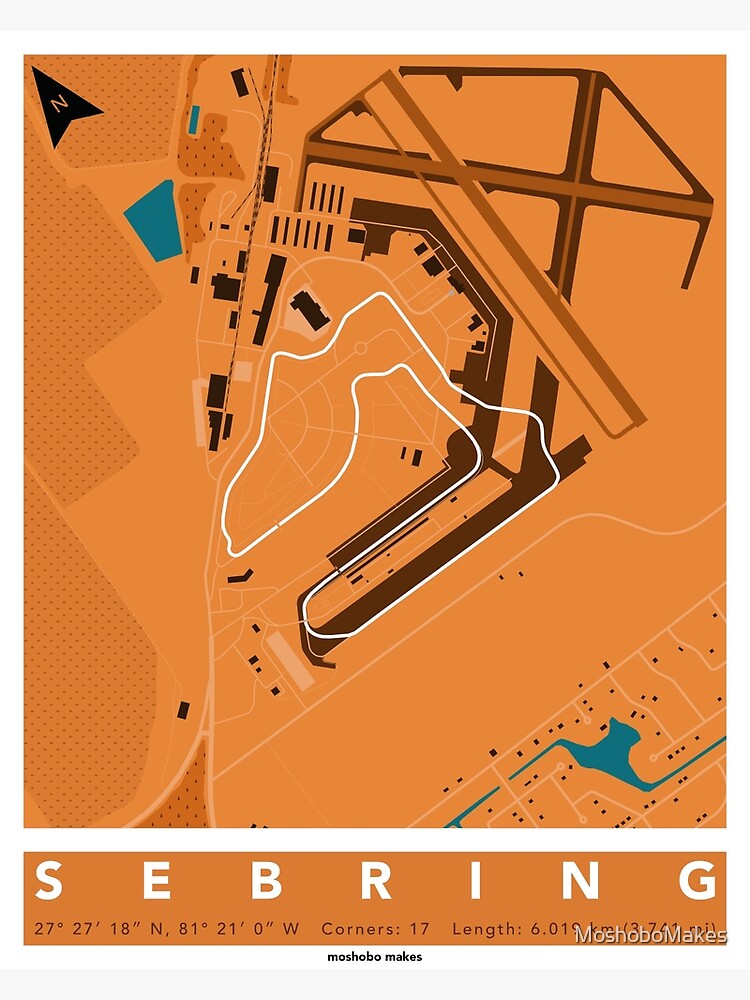 "Sebring International Raceway | Track Map" Photographic Print for Sale ...