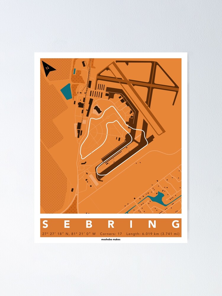 "Sebring International Raceway | Track Map" Poster for Sale by ...