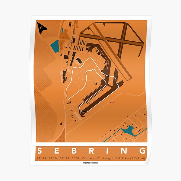 "Sebring International Raceway | Track Map" Poster for Sale by ...