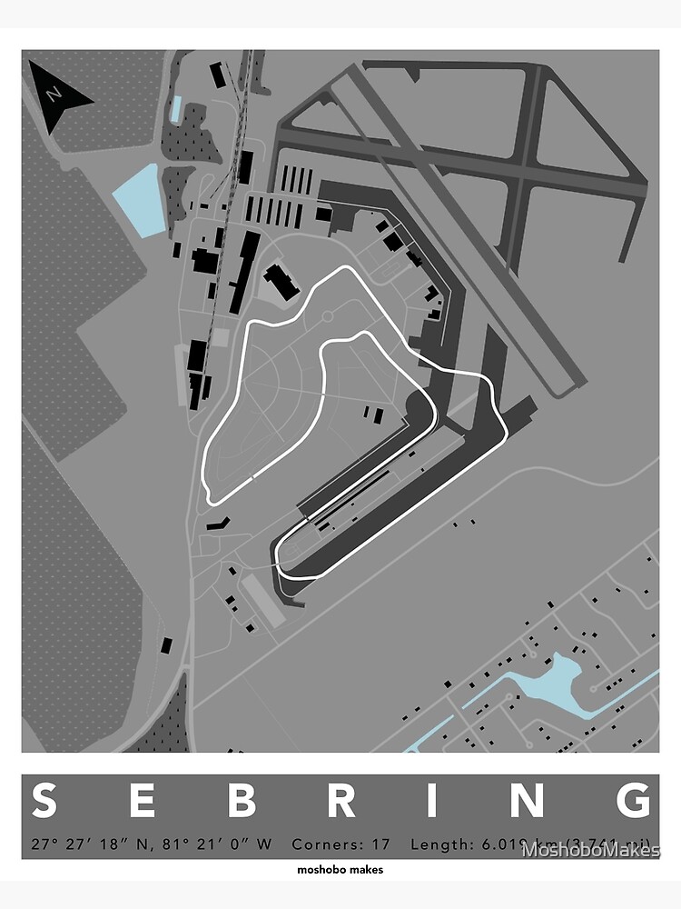 "Sebring International Raceway | Gray | Track Maps" Photographic Print ...