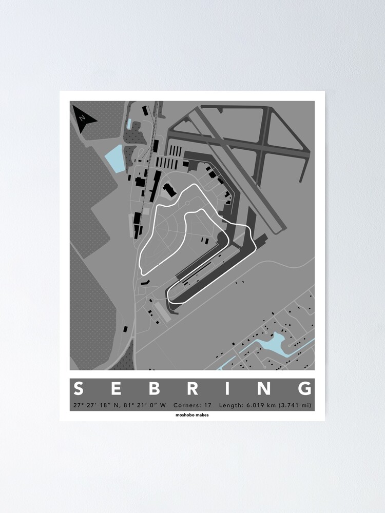 "Sebring International Raceway | Gray | Track Maps" Poster for Sale by ...
