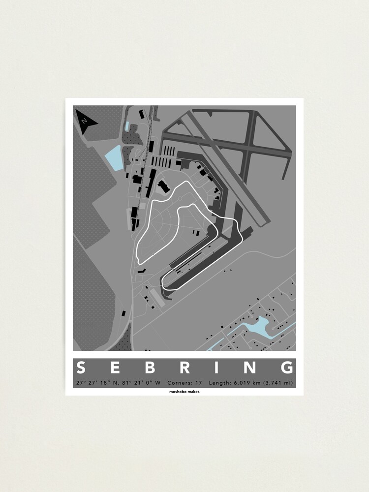 "Sebring International Raceway | Gray | Track Maps" Photographic Print ...