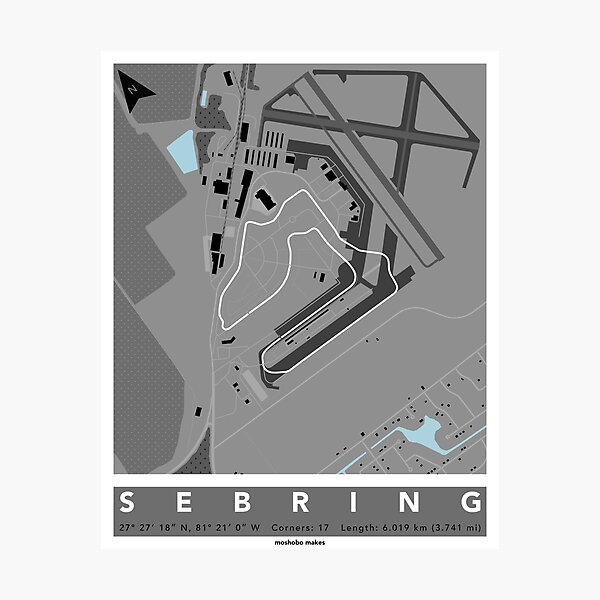 "Sebring International Raceway | Gray | Track Maps" Photographic Print ...