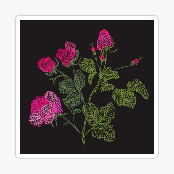 "Rose Flowers Embroidery" Sticker by Thepsonthi | Redbubble