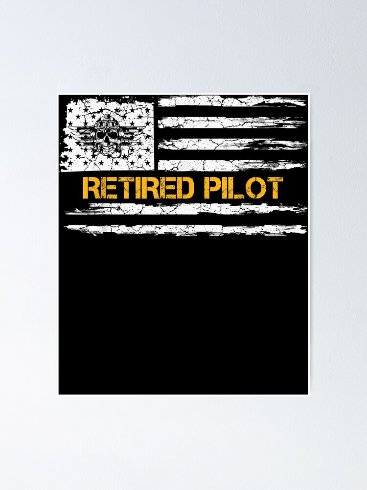 "Vintage USA American Flag Retired Airplane Pilot Retirement " Poster ...