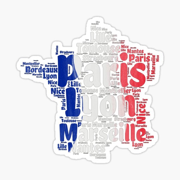 "France Map" Sticker by WordsMaps | Redbubble