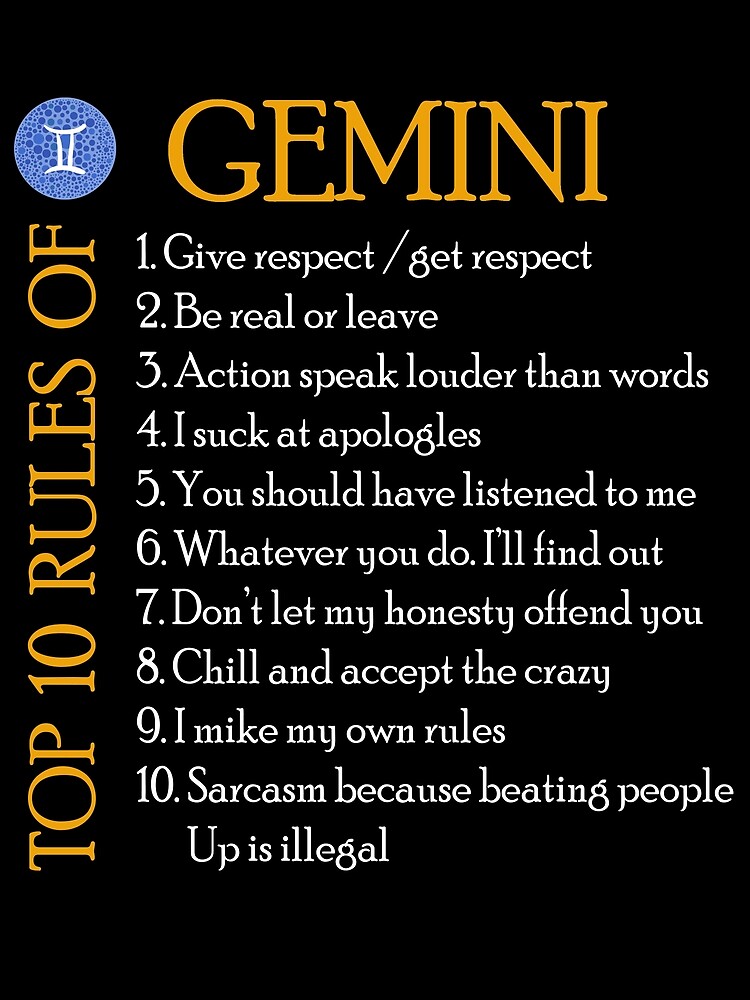 " Top 10 rules of Gemini" Poster for Sale by sssweetness | Redbubble