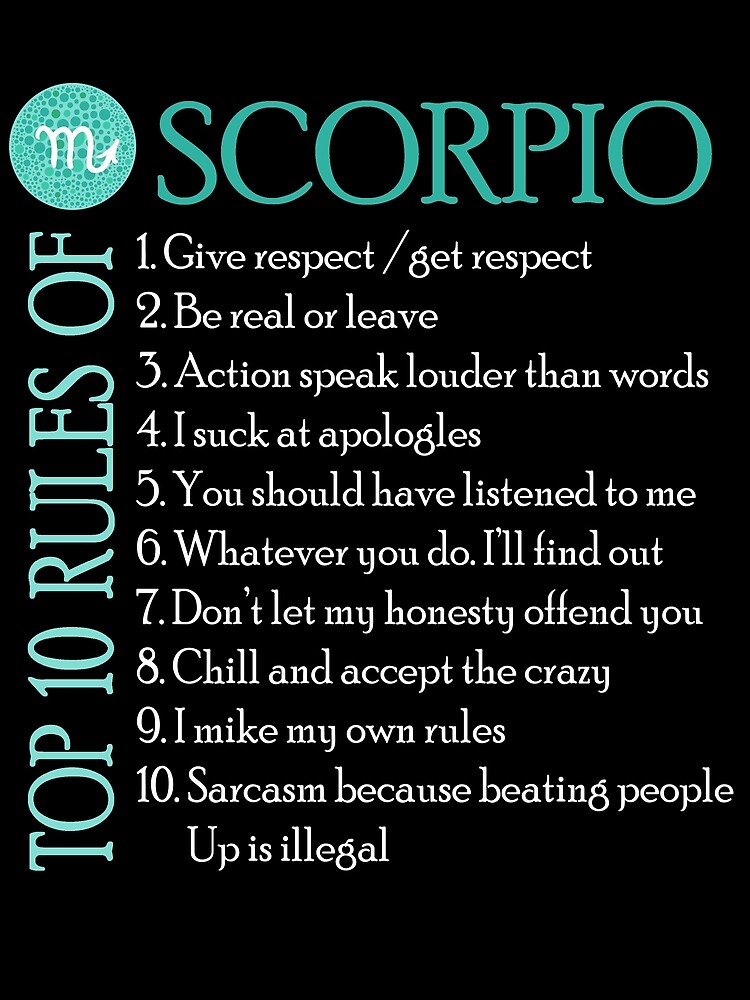 "Top 10 rules of Scorpio" Poster for Sale by sssweetness | Redbubble