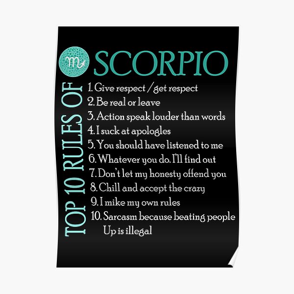 "Top 10 rules of Scorpio" Poster for Sale by sssweetness | Redbubble
