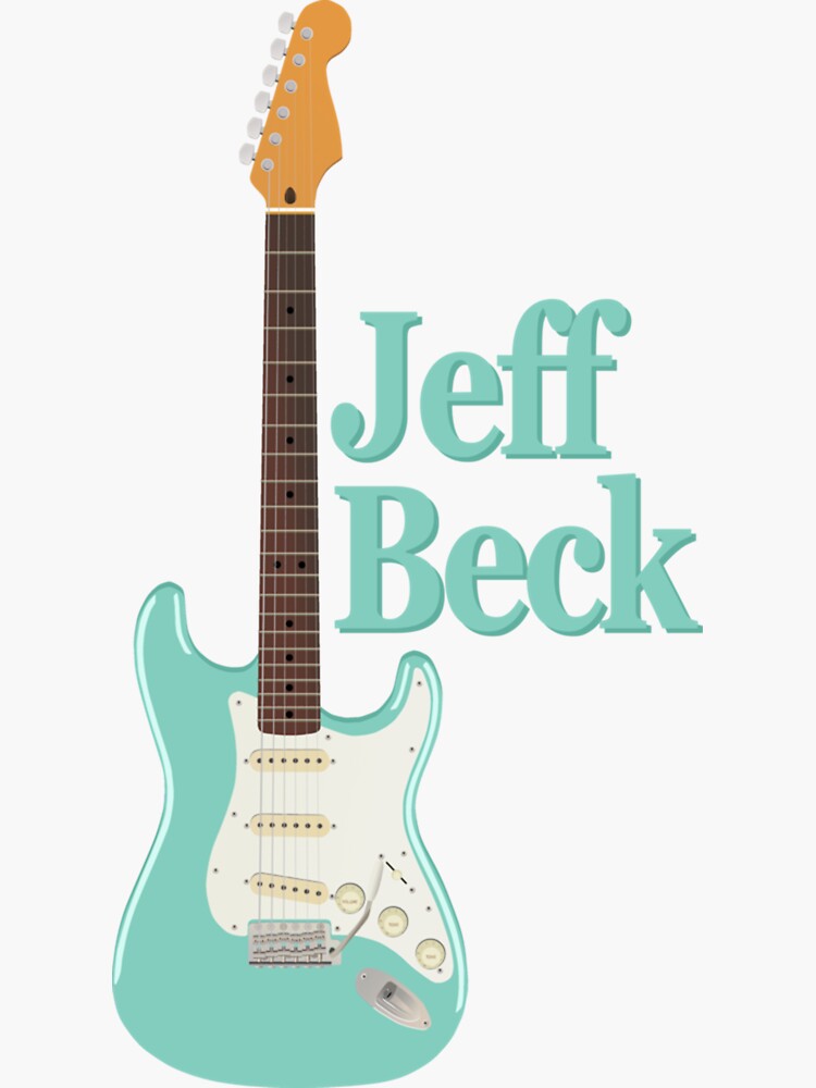 "Jeff Beck Surf Green Strat Electric Guitar Design Sticker" Sticker by ...