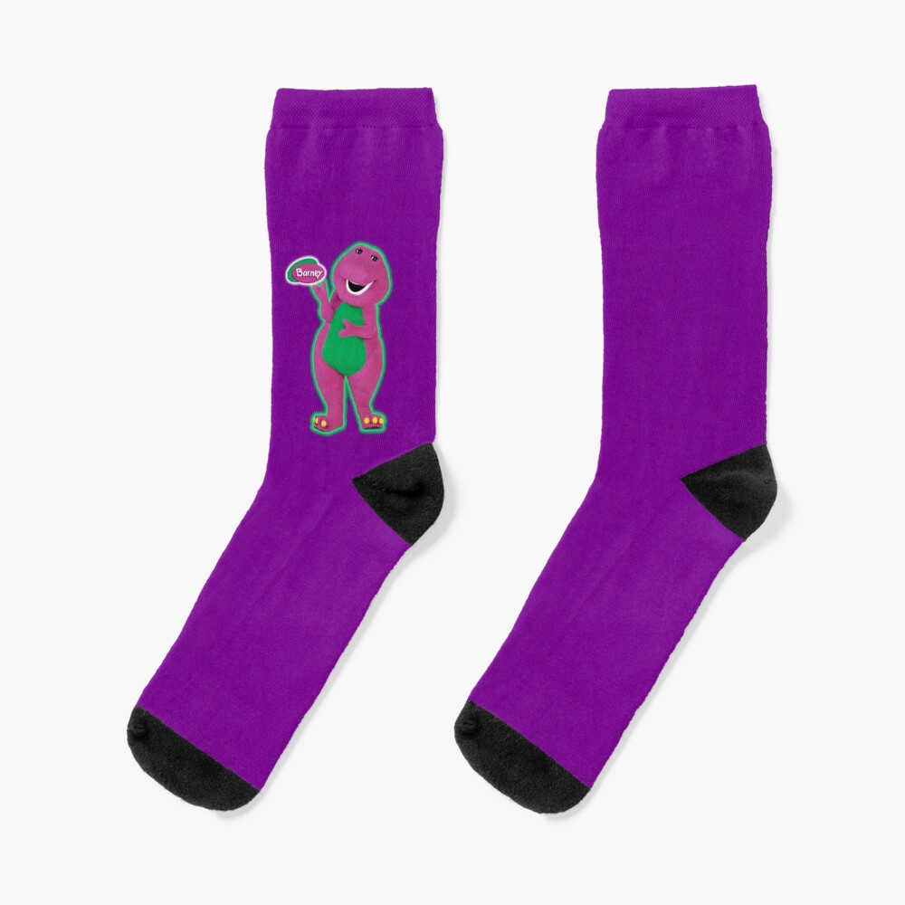 "Barney The Dinosaur glowing in green" Socks for Sale by Razvanje20 ...