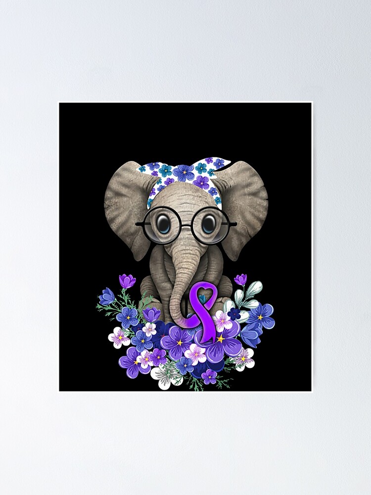 "Forget me not Alzheimers Awareness Elephant Flower" Poster for Sale by ...