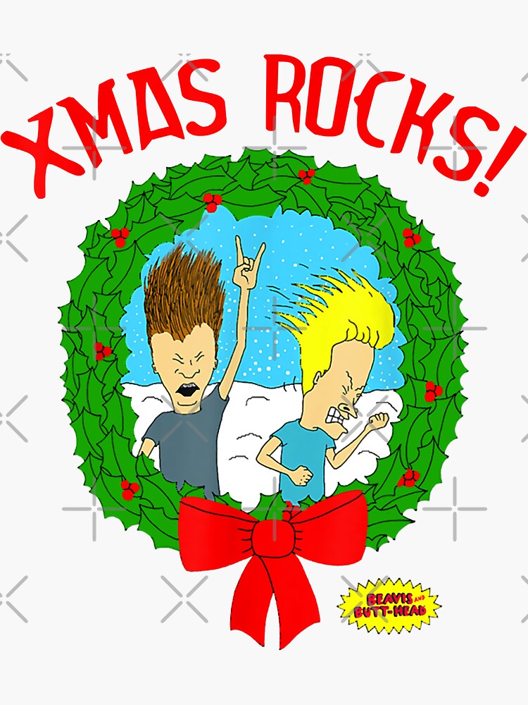 "Beavis and Butthead Rock On Portrait Graphic Xmas Rocks Wreath Beavis ...