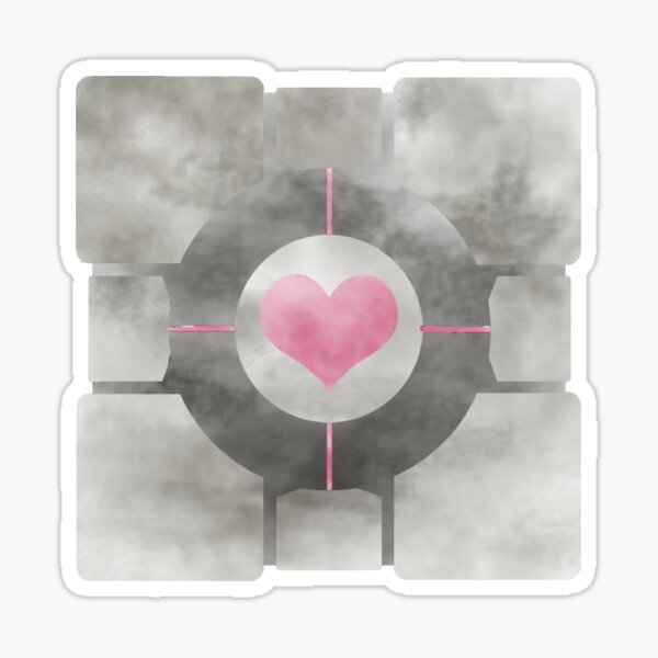 "Minimalist Watercolour Companion Cube Portal 1 and 2" Sticker by ...